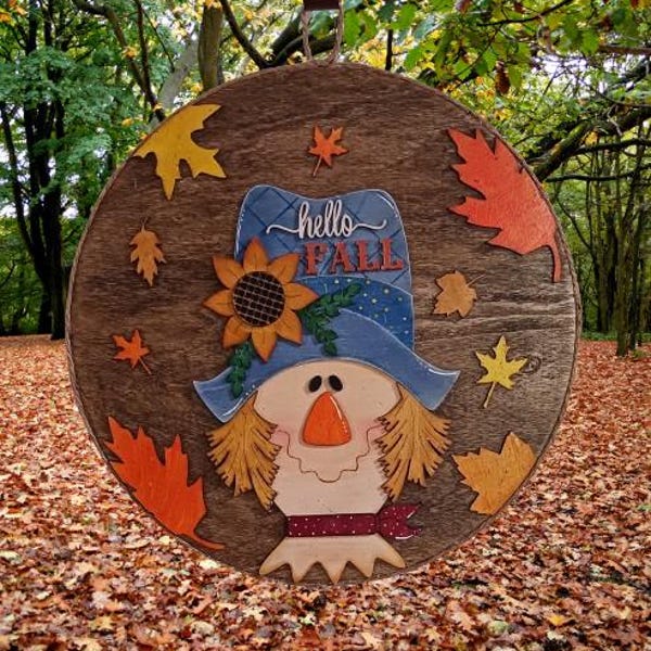 Hello Fall Scarecrow Door Hanger | Thanksgiving | Door Hanger | SVG ...