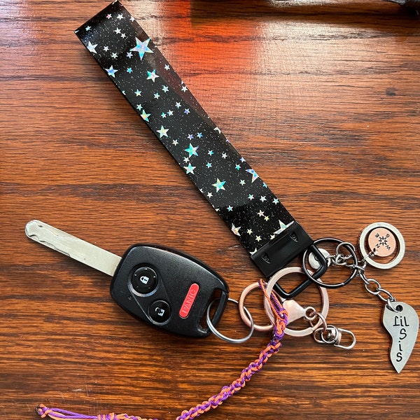 Transparent Jelly Key Fob | Holographic Stars Wristlet | Keychain | Key ...