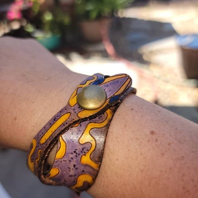 HAKU, Banana Ball Python Bracelet, Laser Cut Hand Made Leather Snake ...