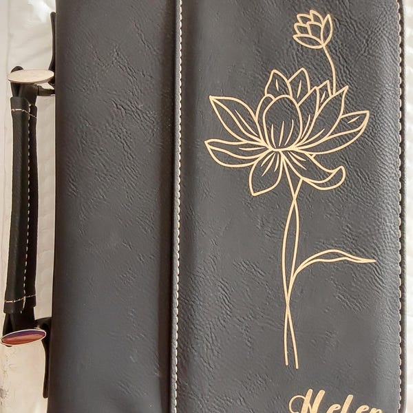 Custom Engraved Leather Book Cover With Zipper, Personalized Birth ...
