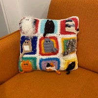 Many Cats Square ENGLISH Crochet Pattern PDF Granny Square Afghan Block ...