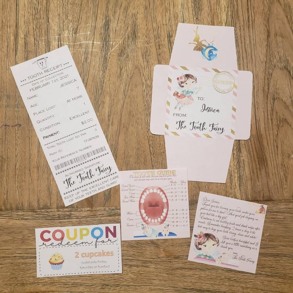 Editable Tooth Fairy Kit Letter Pouch Receipt Tooth Guide and Envelope ...