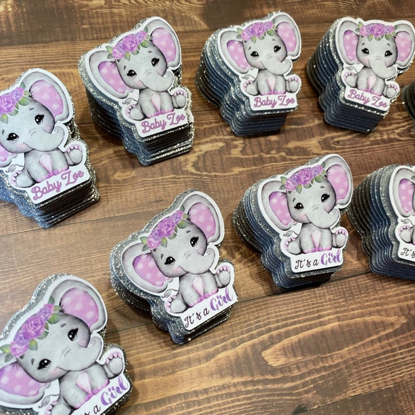 Purple Elephant Bundle 16 Clip Art, Watercolor Baby Girl Elephants With ...