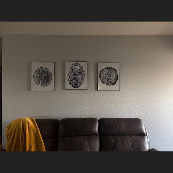 TREE RING ART Print, Tree Ring Print, Set of 6 Prints, Log Print Tree ...