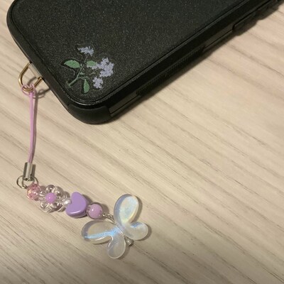 Cube Crystal Phone Charm With Pearl Heart Y2K Style Pink - Etsy