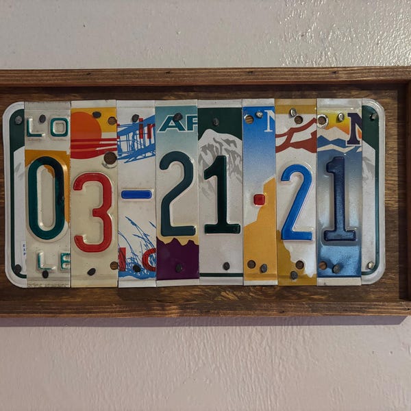 Custom Rustic Empty Wood License Plate Display Frame With Key Hooks ...