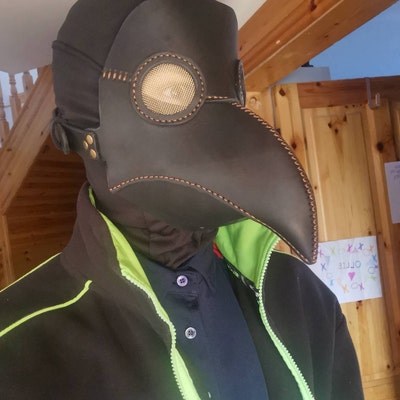 Plague Doctor Short Mask Leather Black Medieval Bird Mask - Etsy