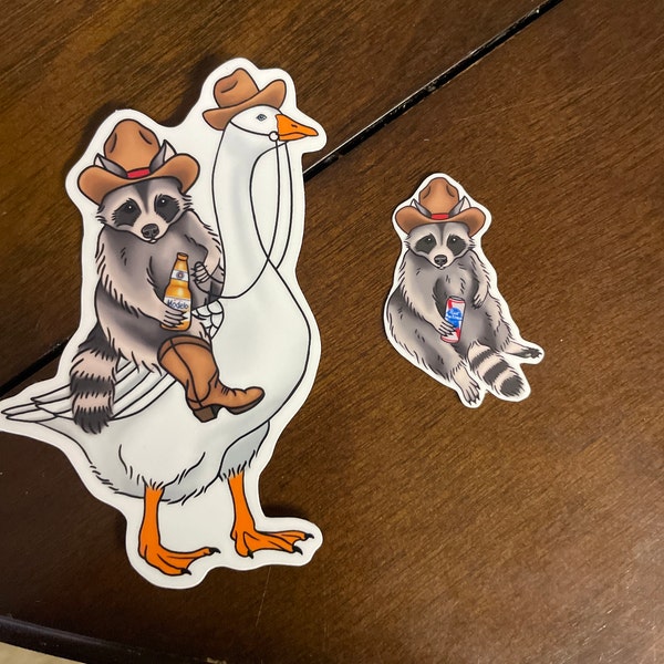 Cowboy Raccoon With a Beer PBR Inspired Beer Funny Raccoon Sticker - Etsy