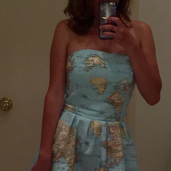 World Map Skater Dress Made of Cotton, Atlas Strapless Dress With ...
