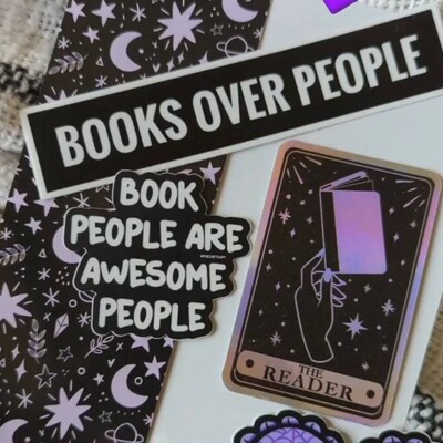 Books Over People Library Sticker Bookish Stickers Sarcastic Decals ...