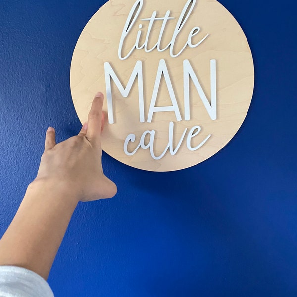 Little Man Cave Round 3D Wooden Sign || Boys Room Decor || Baby Shower ...