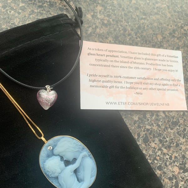 14K Yellow Gold Bell Conch Shell Cameo With Leather Blend Necklace With ...