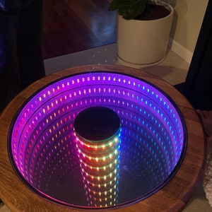 İnfinity Mirror Coffee Table, Led Light Table, Wooden Coffee Table, 3D ...