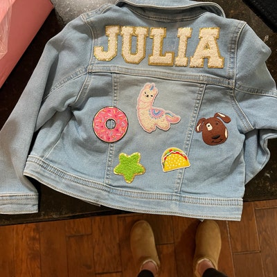 Girls Pink Letter Patch Jean Jacket Name Patch Jacket Toddler Girls ...