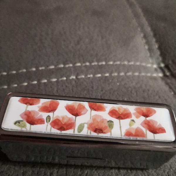 Poppy Lipstick Case, Lipstick Case With Mirror, Floral Lipstick Case ...