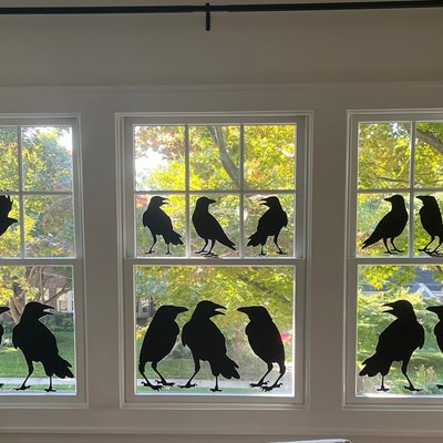 Crow Decals, Set of 10, Black Bird Halloween Fall Field Raven Window ...