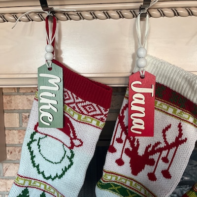 Personalized Christmas Stocking Tag, Stocking Tag With Beads, Country ...