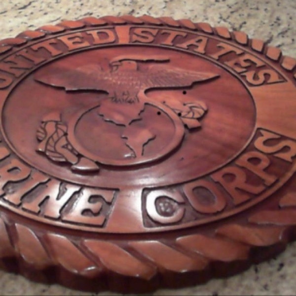 Hand-carved Wood US Marine Corps Plaque - Etsy