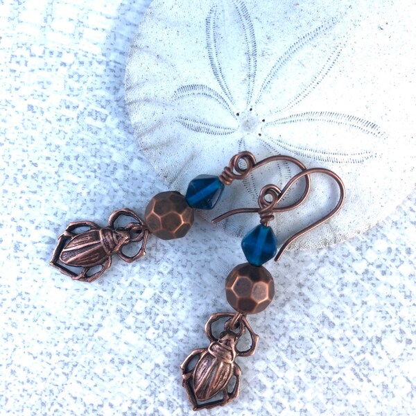 2 Antique Copper - Brass Scarab Beetle Connectors 10x17mm, Made in USA ...
