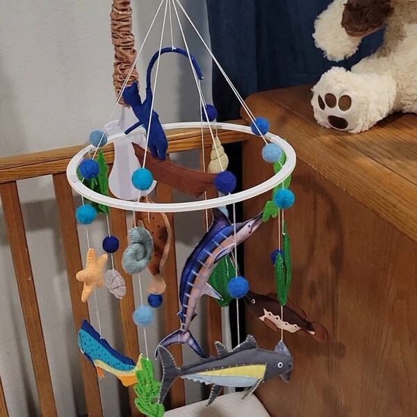 Crib Mobile Fishing. Baby Mobile. Fishing Baby Shower Gift. Newborn ...