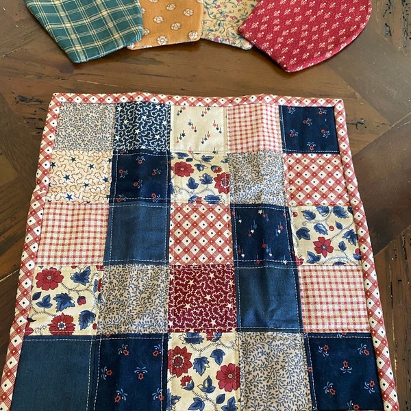 Scrappy Baby Quilt Table Quilt Reproduction Fabrics 36x36 Quilted Table ...