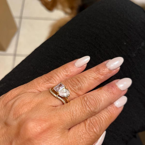 Toi Et Moi Ring and Matching Band Set, Promise Ring, Engagement Ring ...