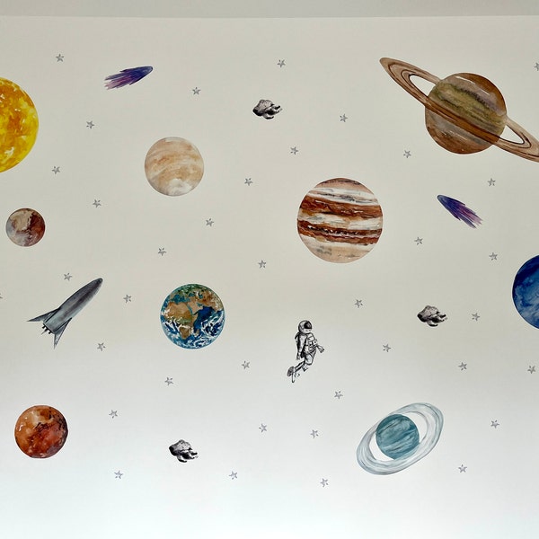 Watercolour Solar System Wall Stickers | Space Wall Stickers for Kids ...