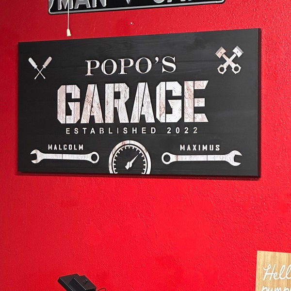 Garage Sign | Personalized Dad's Garage Decor | Vintage Garage Wall ...