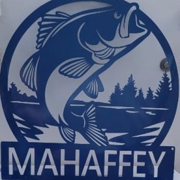 Custom Bass Fish Metal Monogram, Bass Fishing, Custom Name Sign ...