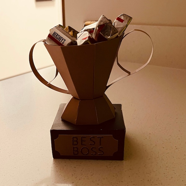 SVG File: 3D Paper Trophy Gift Box / Treat Holder / Party Favor SVG Cut ...