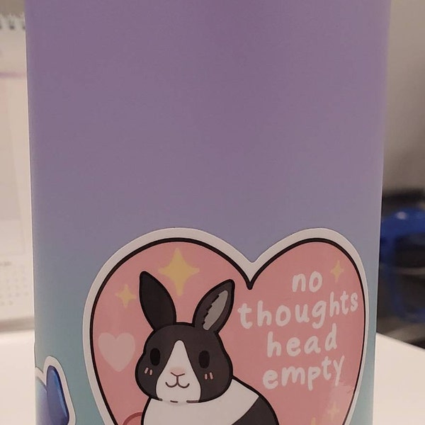 No Thoughts Head Empty Bunny Vinyl Sticker | Cute Meme Sticker | Laptop ...