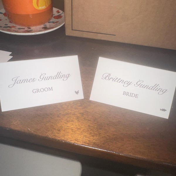 Printed Place Cards With Custom Fonts and Colors - Customized Guest ...