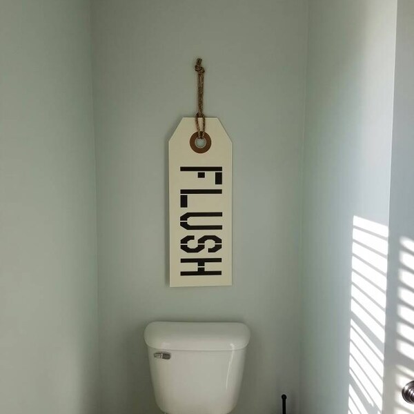Rustic Bathroom Sign - Flush the Toilet- Bath Wall Art- Kids Bathroom ...