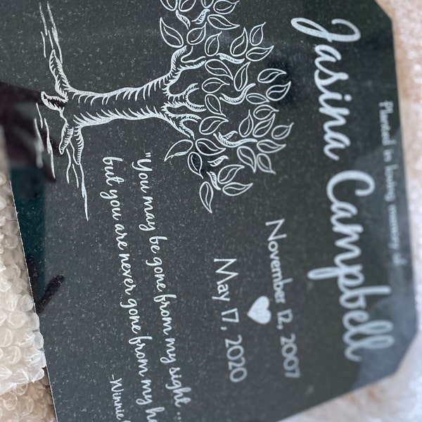 Custom Engraved Granite Memorial Plaque: Tree Planting Ceremony Stone ...