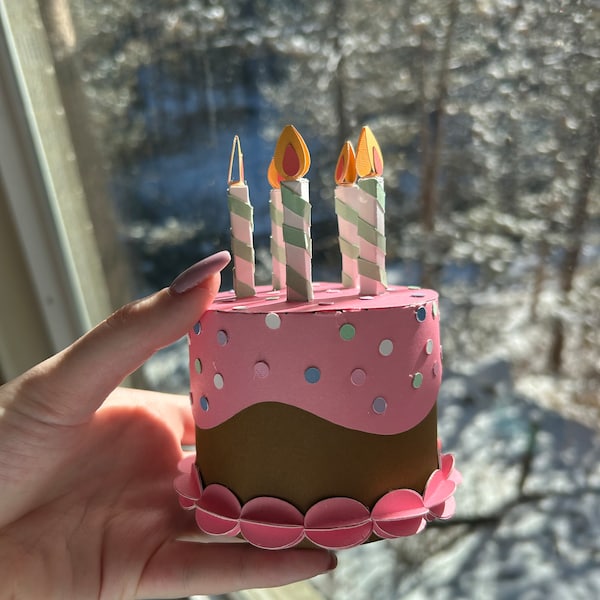 Bundle of 3D Birthday Cake Gift Box SVG Cut Files - 3 Mix & Match 3D ...