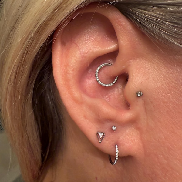 Titanium Vertical Dangle Hidden Helix Piercing, Threaded Flat Back Stud ...