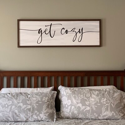 Get Cozy Sign Bedroom Wood Signs Master Bedroom Wall Decor Guest ...