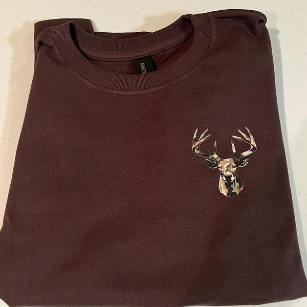 Deer Silhouette DTF Transfer, Rustic Design With Forest Scene, Ready to ...