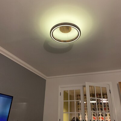 Ivylux Handcrafted Walnut Wooden LED Ceiling Lamp With Dimmable Warm ...