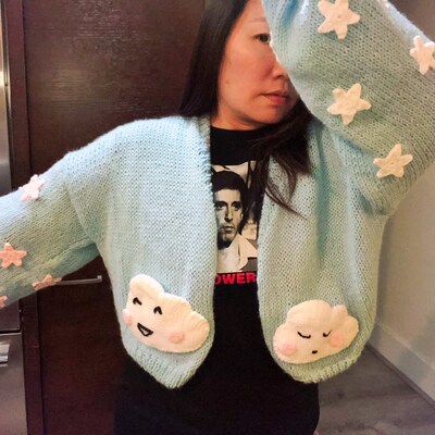 Halloween Skull Crochet Cardigan, Spooky Gothic Sweater, Black and ...