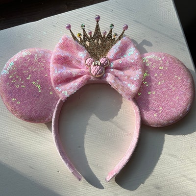 Pink Mickey Ears With Gold Crown, Mickey Ears, Minnie Ears, Princess ...