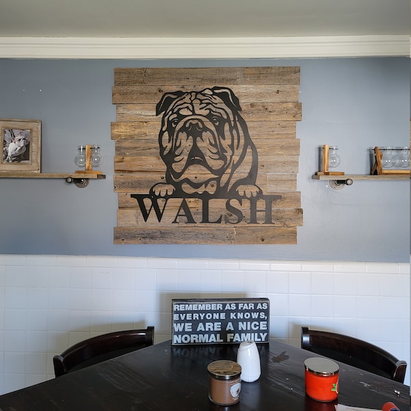 Bulldog Dog Sign, Bulldog Metal Sign, Bulldog Name Sign, Pet Name Sign ...