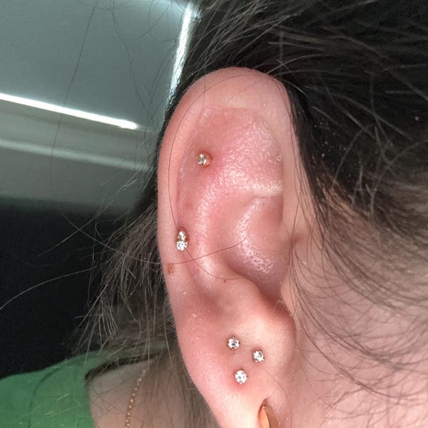 14K Gold Tiny Diamond Studs, Diamond Studs, Second Hole Studs, Dainty ...