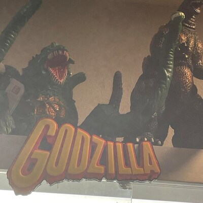 Godzilla Movie Shelf Display Theatre Room Sign Bookshelf - Etsy