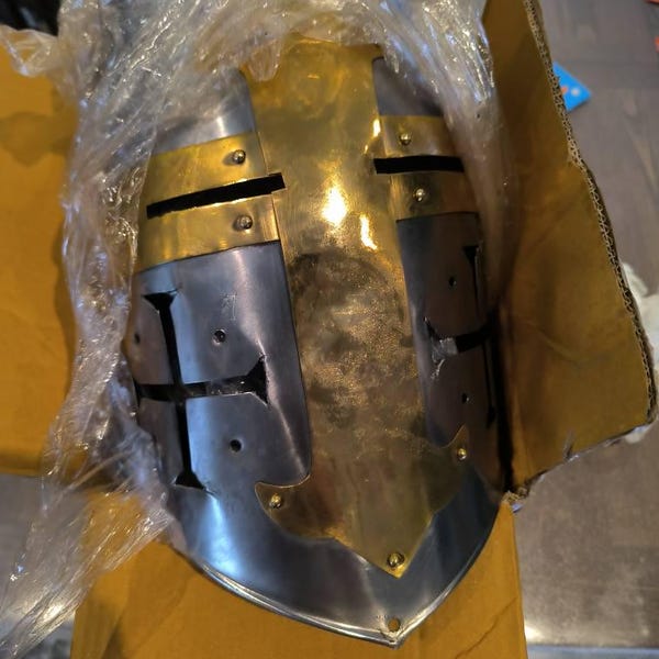Medieval Close Helmet Knight Armor Full Face Steel Armet Helmet With ...