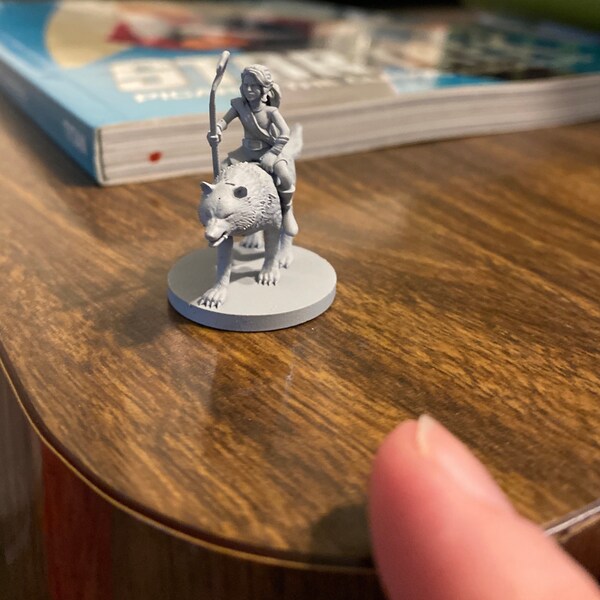 Halfling Female Druid Riding Wolf Miniature - MZ4250 - D&D 5e ...
