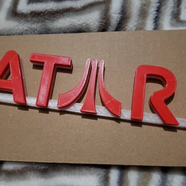 Atari Video Game Logo Sign 8 in (3D Printed, Man Cave, Game Room, Shelf ...