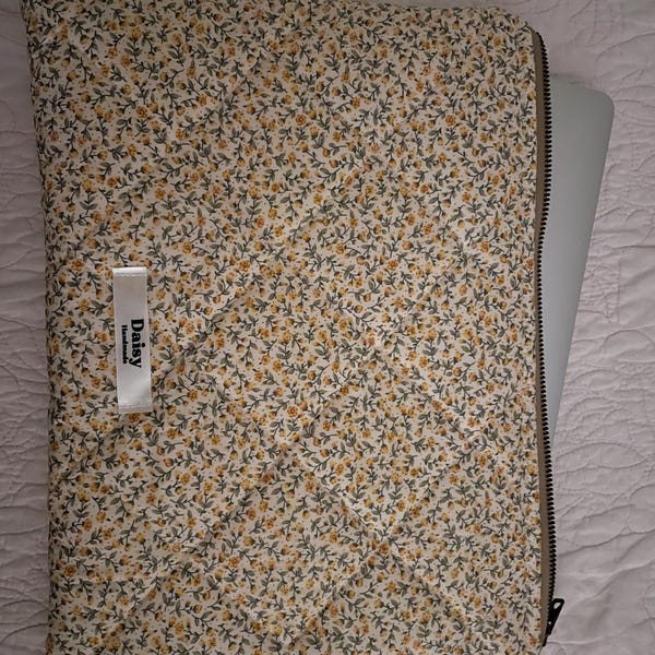 Quilted Laptop iPad Tablet Sleeve in Pink Rose With Pink Gingham Lining ...