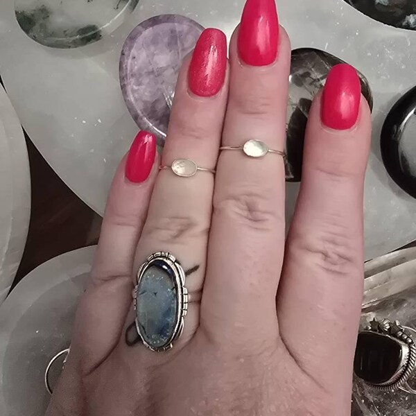Natural Rainbow Moonstone Ring, Oval Ring, Dainty Ring, Everyday Wear ...