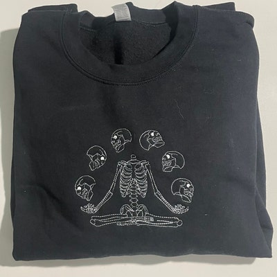 Skeleton Embroidery Design, Halloween Skeleton Meditating Embroidery ...